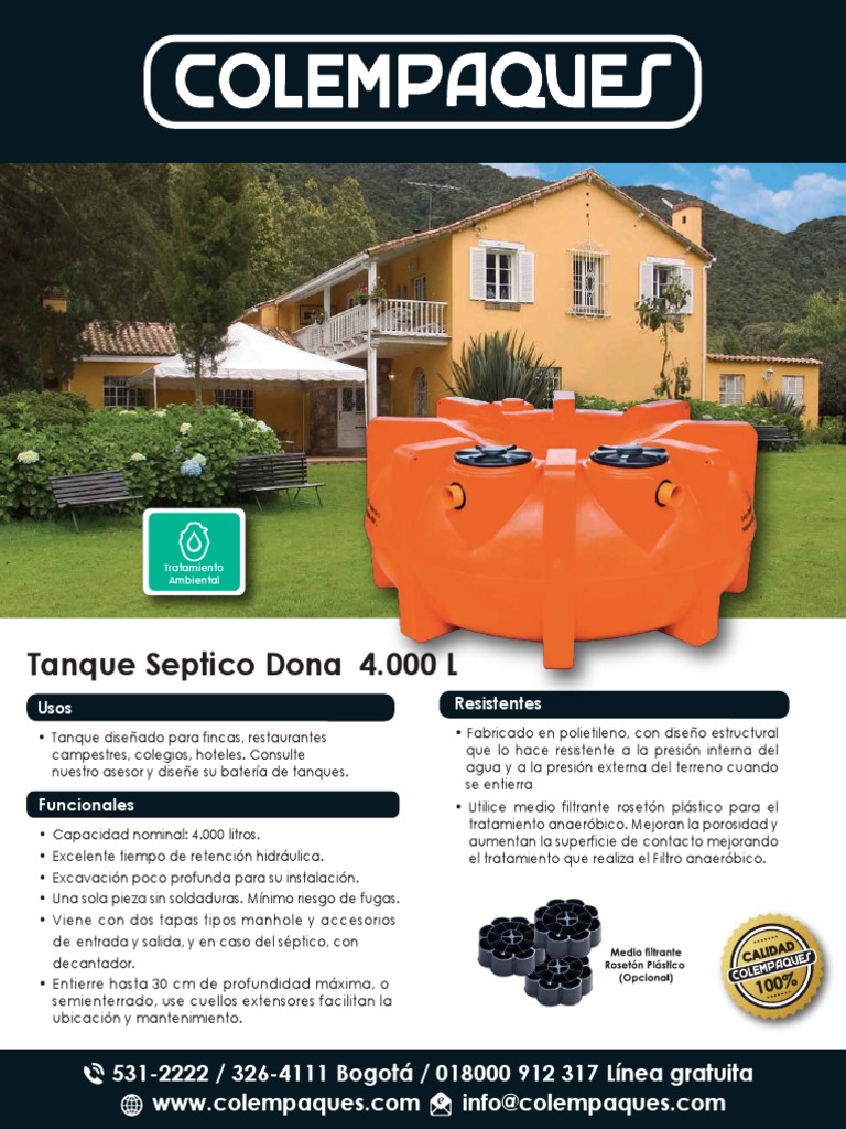 Catálogo Tanque Séptico Dona de 4000 L | PDF | Tanque séptico | Tanques