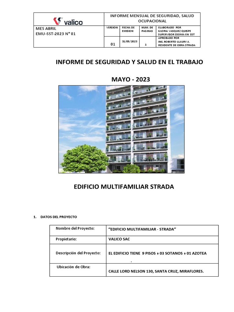 Informe Edificio Strada - Mayo 2023 | PDF | Seguridad y salud ocupacional