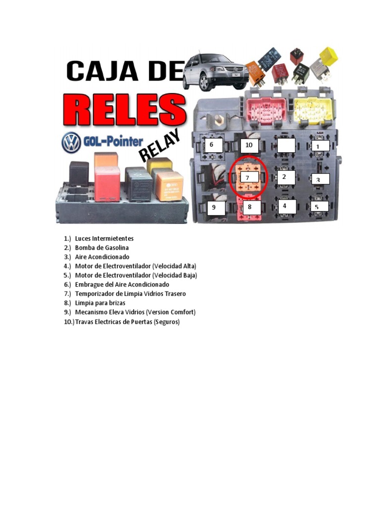 Diagrama de Relés y Fusibles VW Gol | PDF