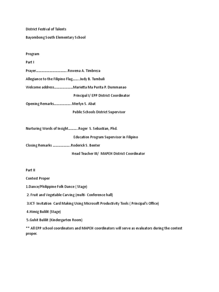 District Festival of Talents | PDF