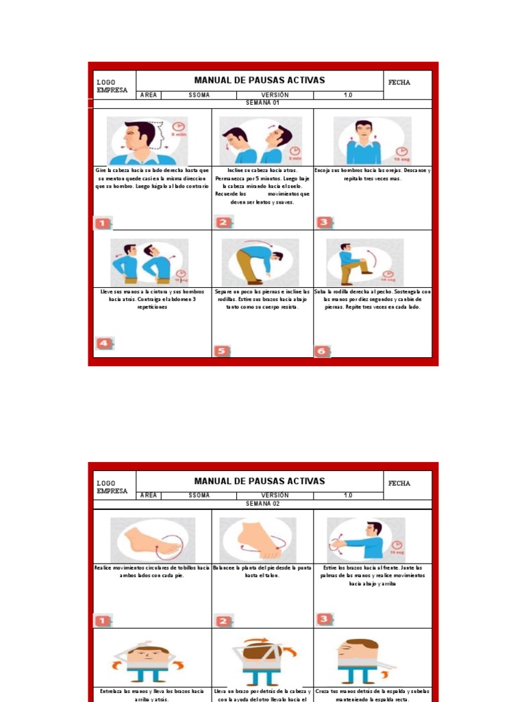 Manual y Cartillas Pausas Activas | PDF | Mano | Pie