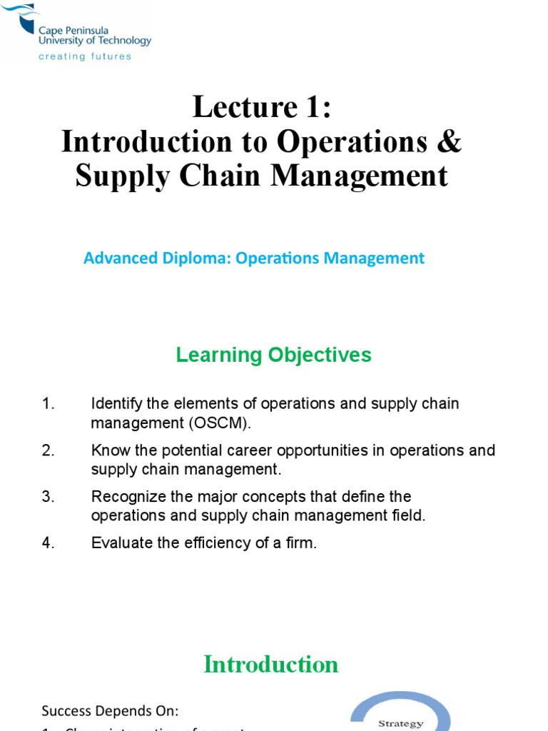LECTURE 1 - Introduction To Operations & Supply Chain Management | PDF | Supply Chain | Supply ...