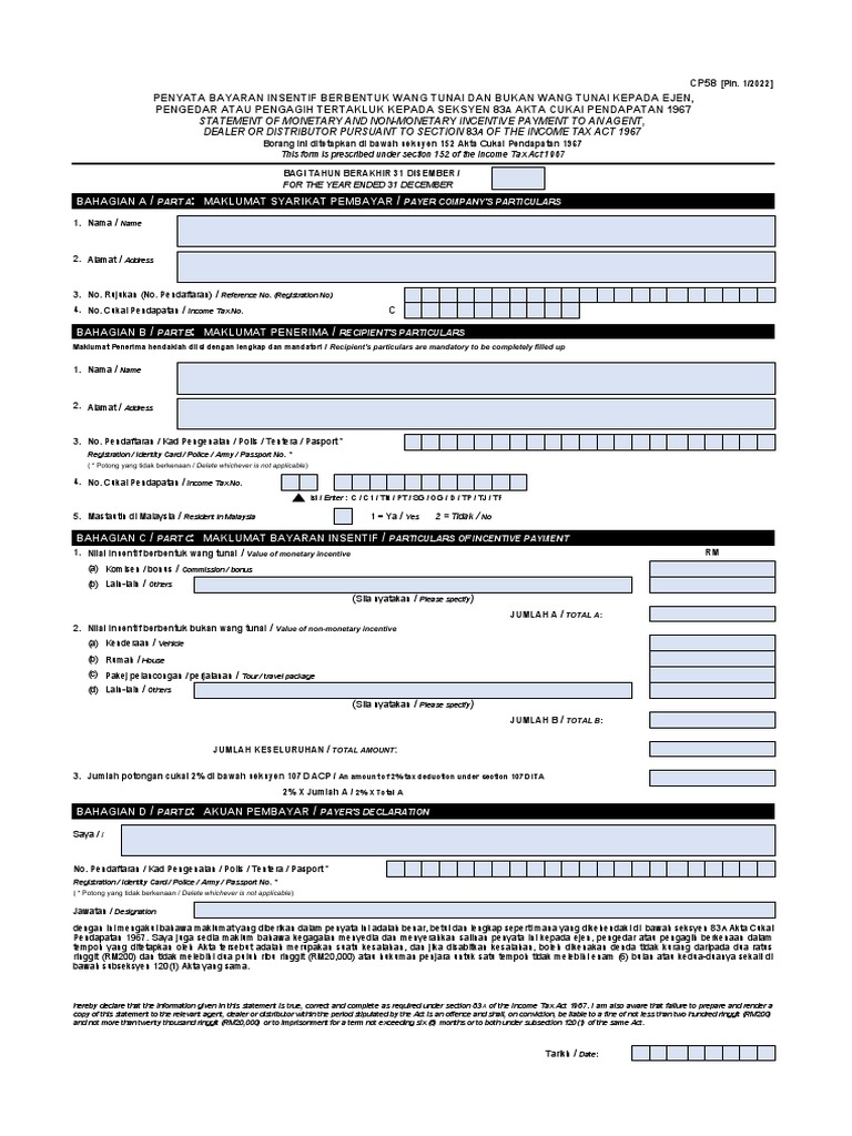 Borang CP58 Pin 012022 1 | PDF