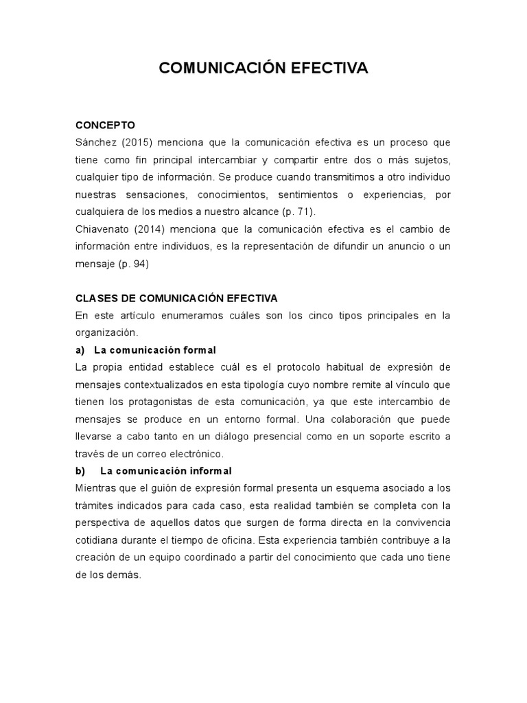 Comunicacion Efectiva Pdf Comunicación Información