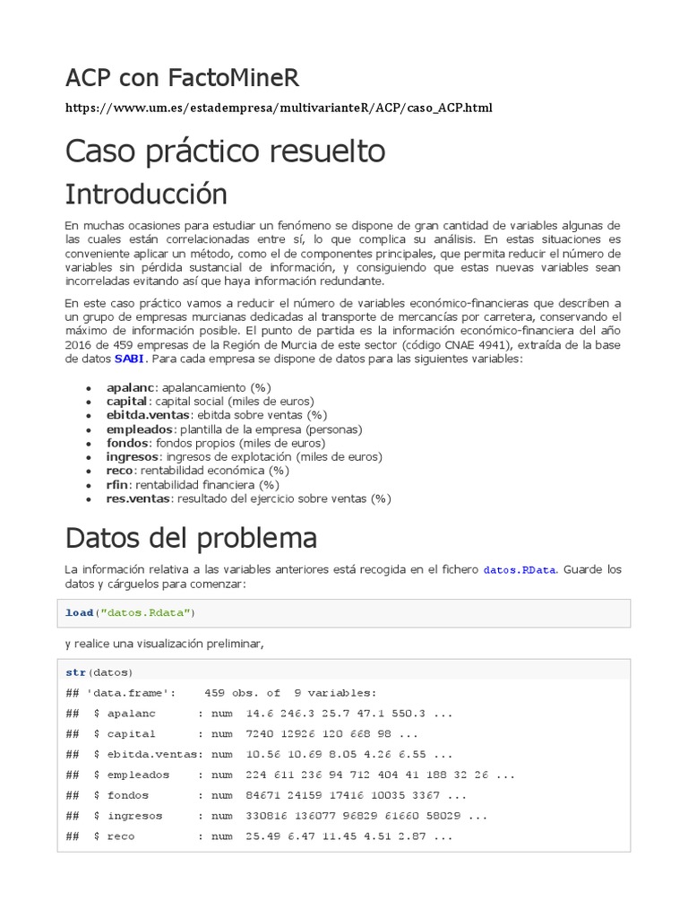 ACP Con FactoMineR | PDF | Análisis de componentes principales ...