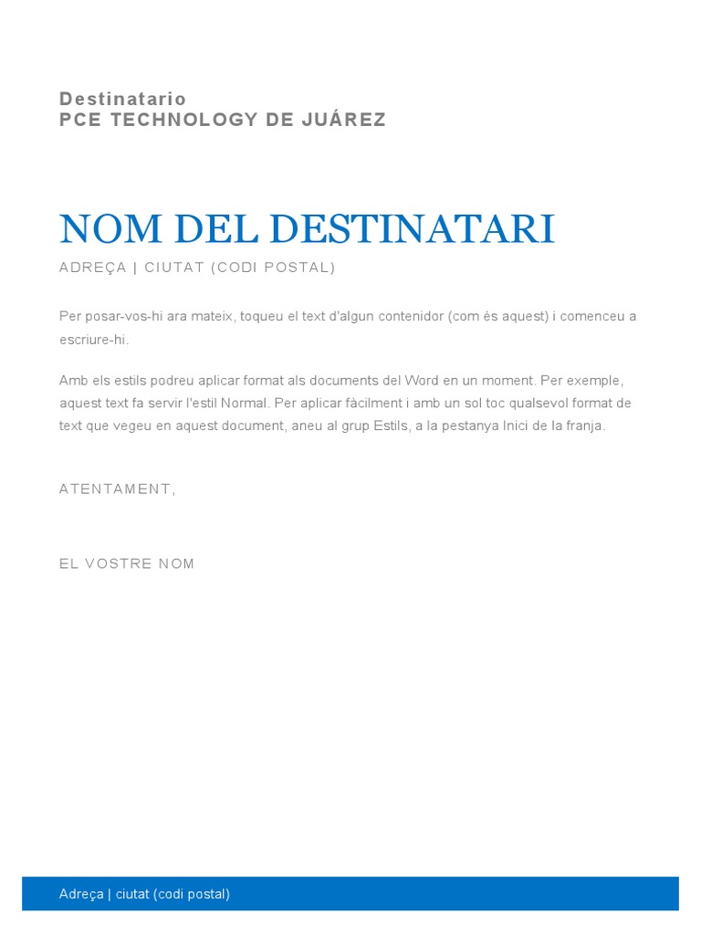 Nom Del Destinatari: Destinatario Pce Technology de Juárez | PDF