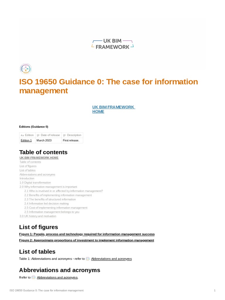 ISO 19650 Guidance 0 The Case For Information Management Edition 1 ...