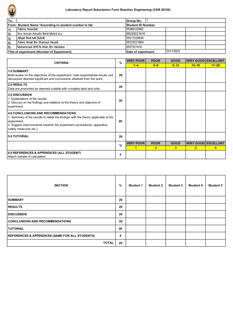 Exp1 Lab Report | PDF | Chemical Reactor | Activation Energy