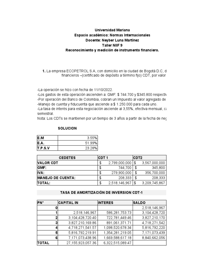 Taller Nic 9 | PDF | Interés | Bonos (Finanzas)