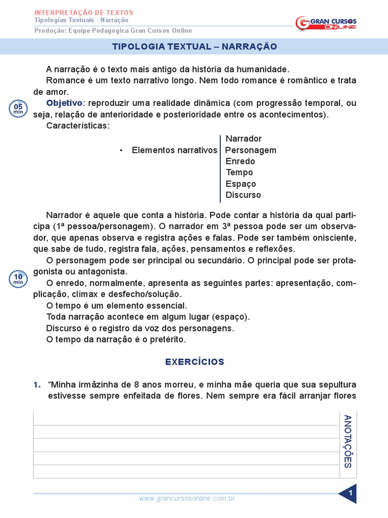Aula 5 - Tipologia Textual - Narração 003201 Cod 51427 | PDF | Narrativa