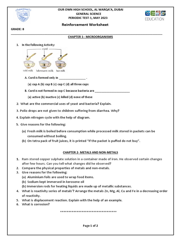 Gr8 PT1 Reinforcement Worksheet | PDF