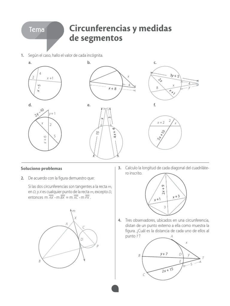 Tema 47 - Circunferencia y Medidas de Segmentos - Grado 9° - MAT | PDF | Geometría Elemental ...