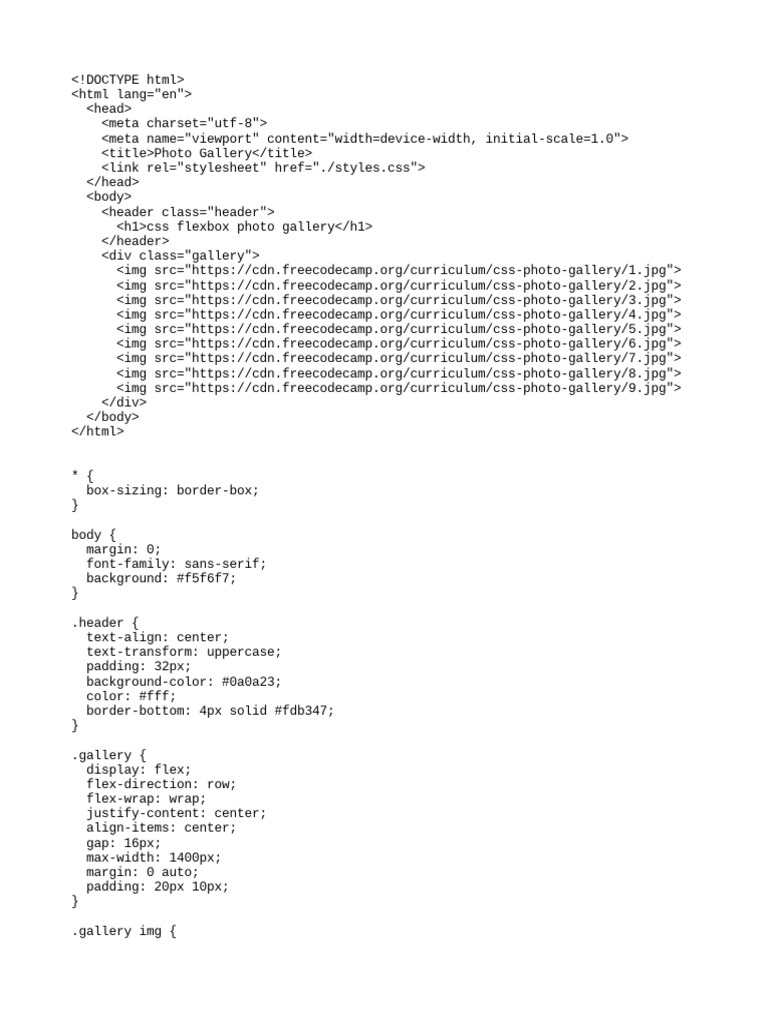 CSS Flexbox Photo Gallery | PDF