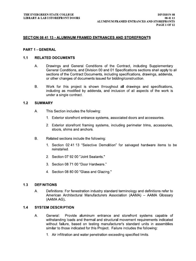 08 41 13 Storefront | PDF