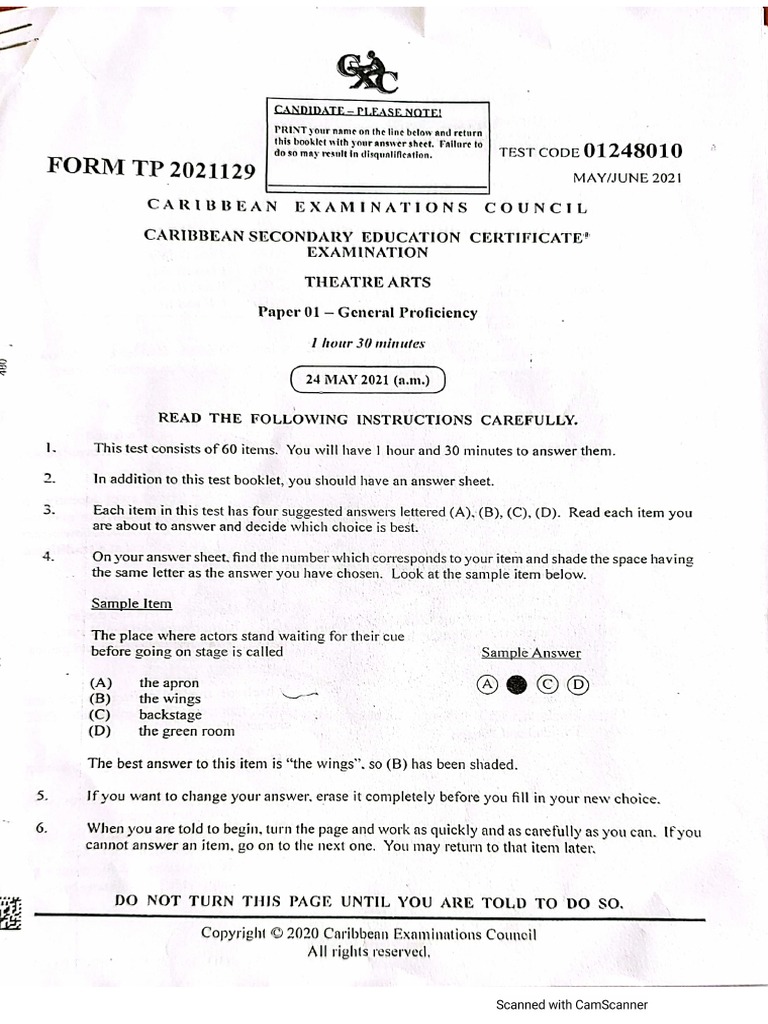 Theatre Arts Paper 01 2021 | PDF