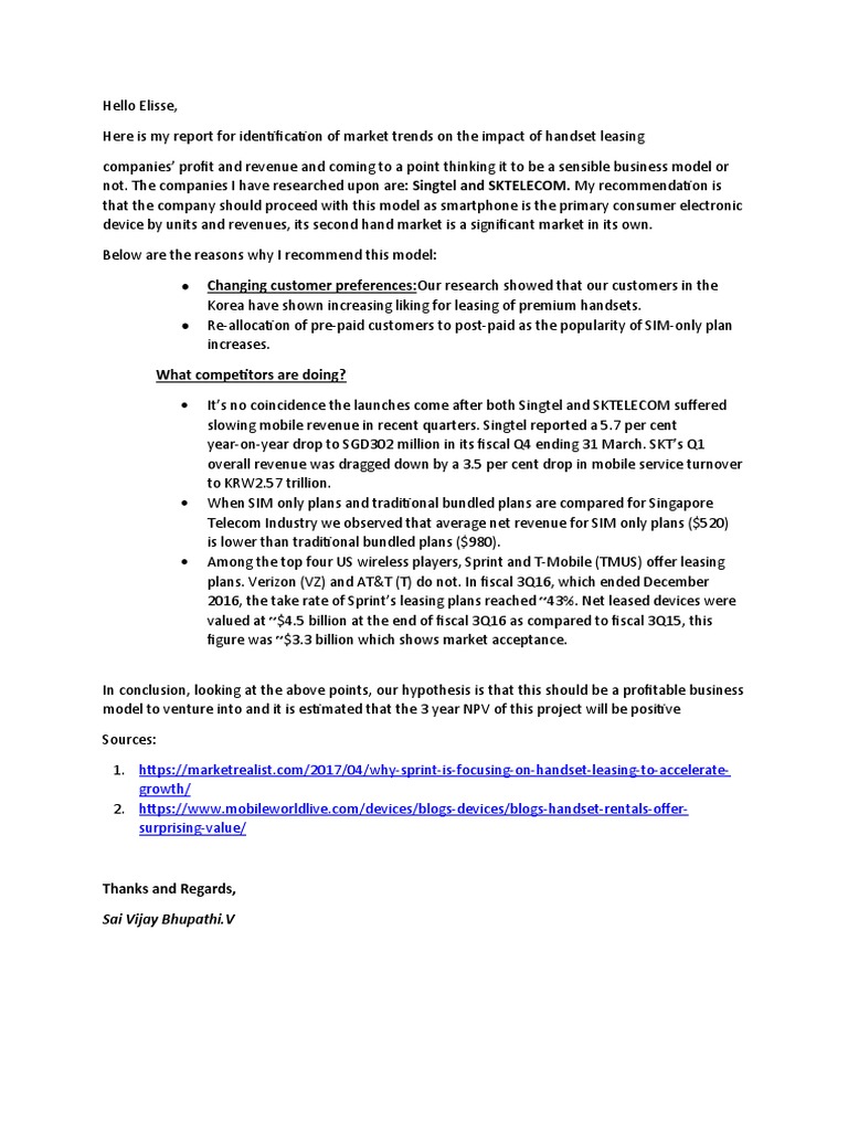 BCG Forage Task 1 | PDF | T Mobile Us | Sprint Corporation