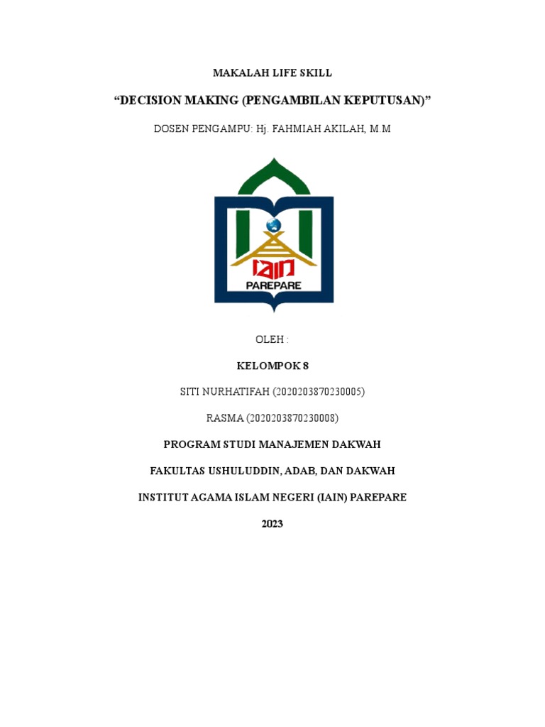 MAKALAH LIFE SKILL KLP 8 | PDF