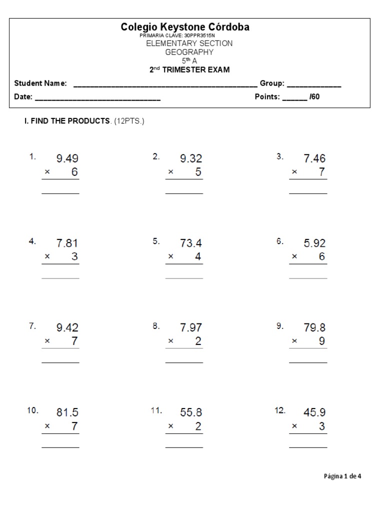 5A 2nd Trimester Math Exam | PDF | Service Industries