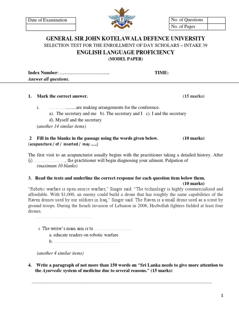 English Language 1 | PDF