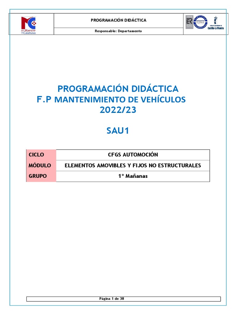 Programación Didáctica CFGS Automoción | PDF | Evaluación | Perforar
