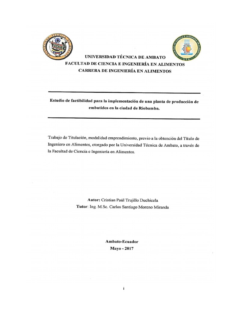 Tesis Estudio | PDF | Carne | Estudio de factibilidad