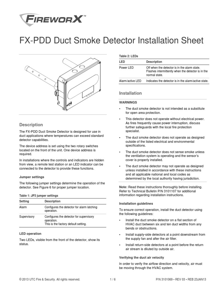 FX-PDD Duct Smoke Detector Guide | PDF