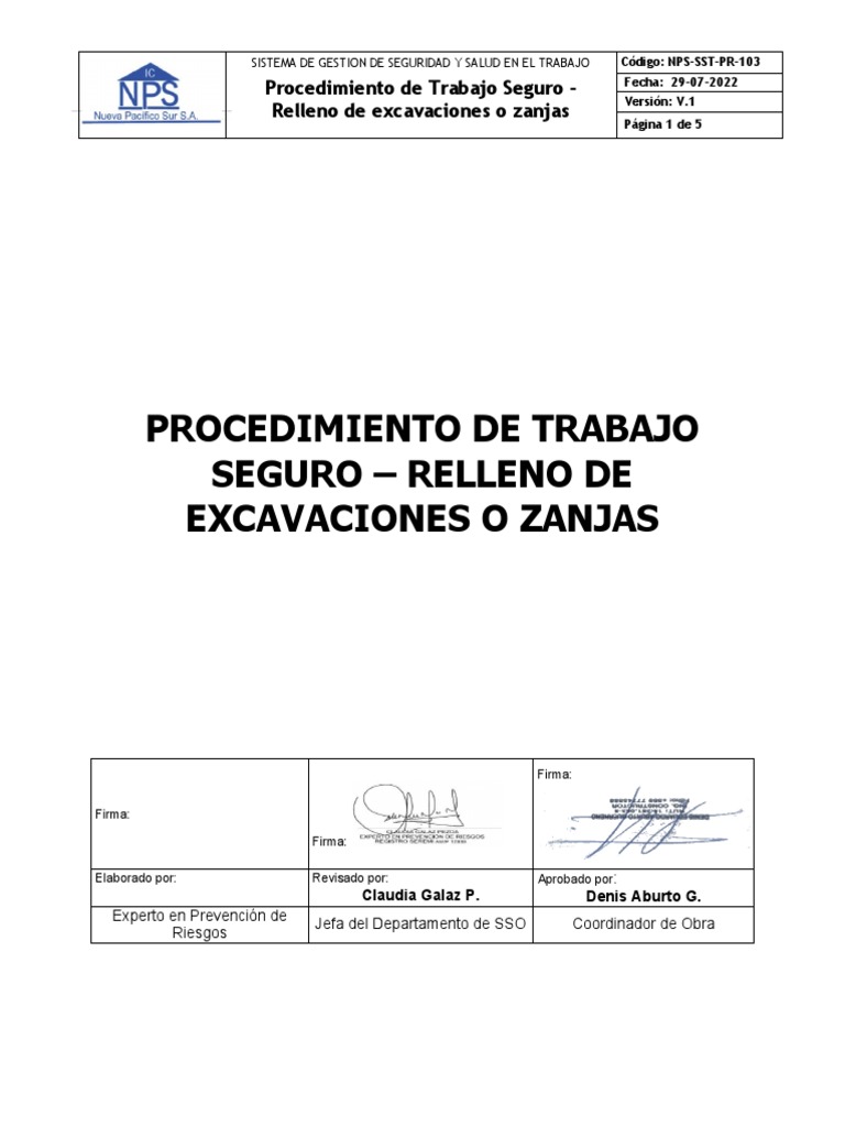 NPS-SST-PR-103-Procedimiento de Trabajo Seguro - Relleno de ...