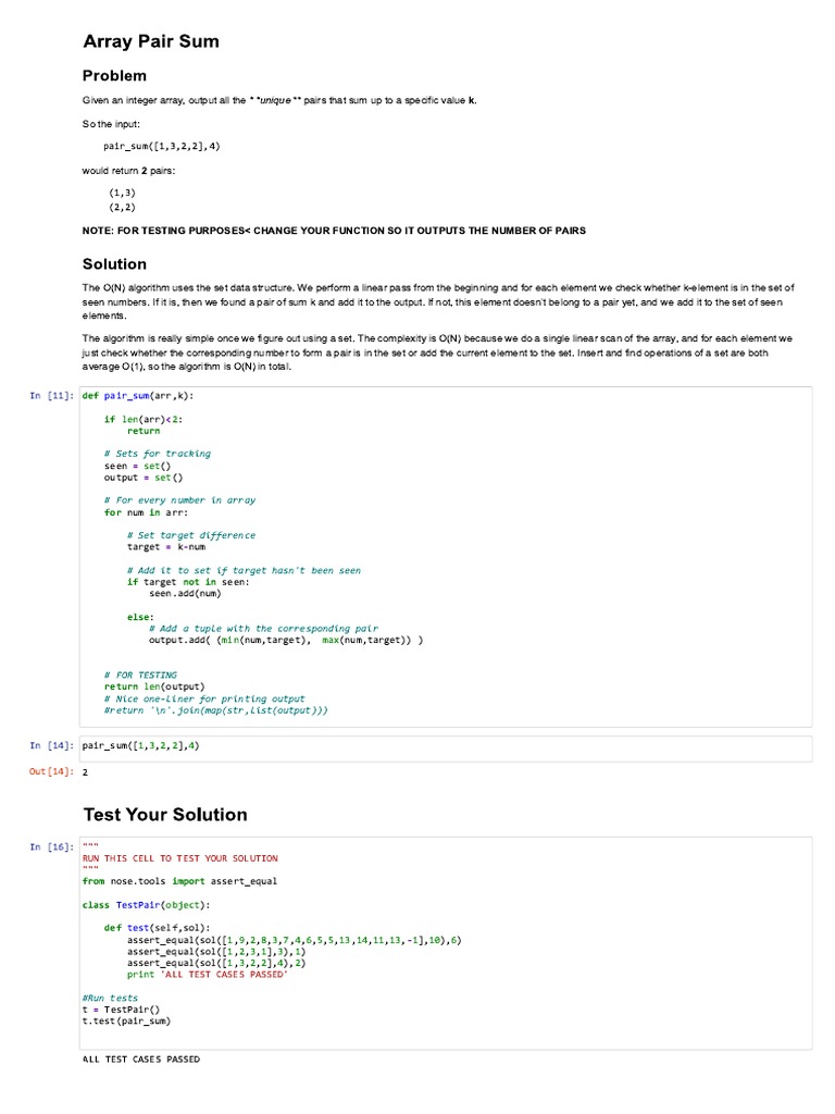 Array-Sequence-Interview-Solution - Array Pair Sum | PDF