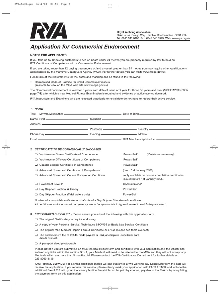 Commercial Endorsement Form | PDF
