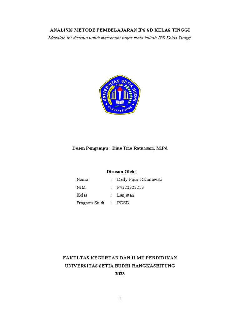 Analisis Metode Pembelajaran Ips SD Kelas Tinggi | PDF