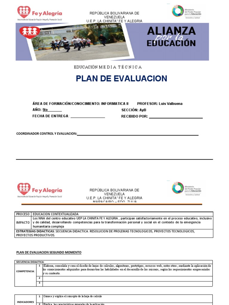 Plan de Evaluacion, Informatica Iii | PDF | Evaluación | Modificación de comportamiento