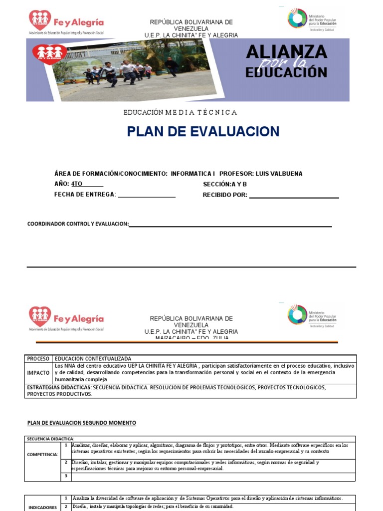 Plan de Evaluacion, Informatica | PDF | Software | Evaluación