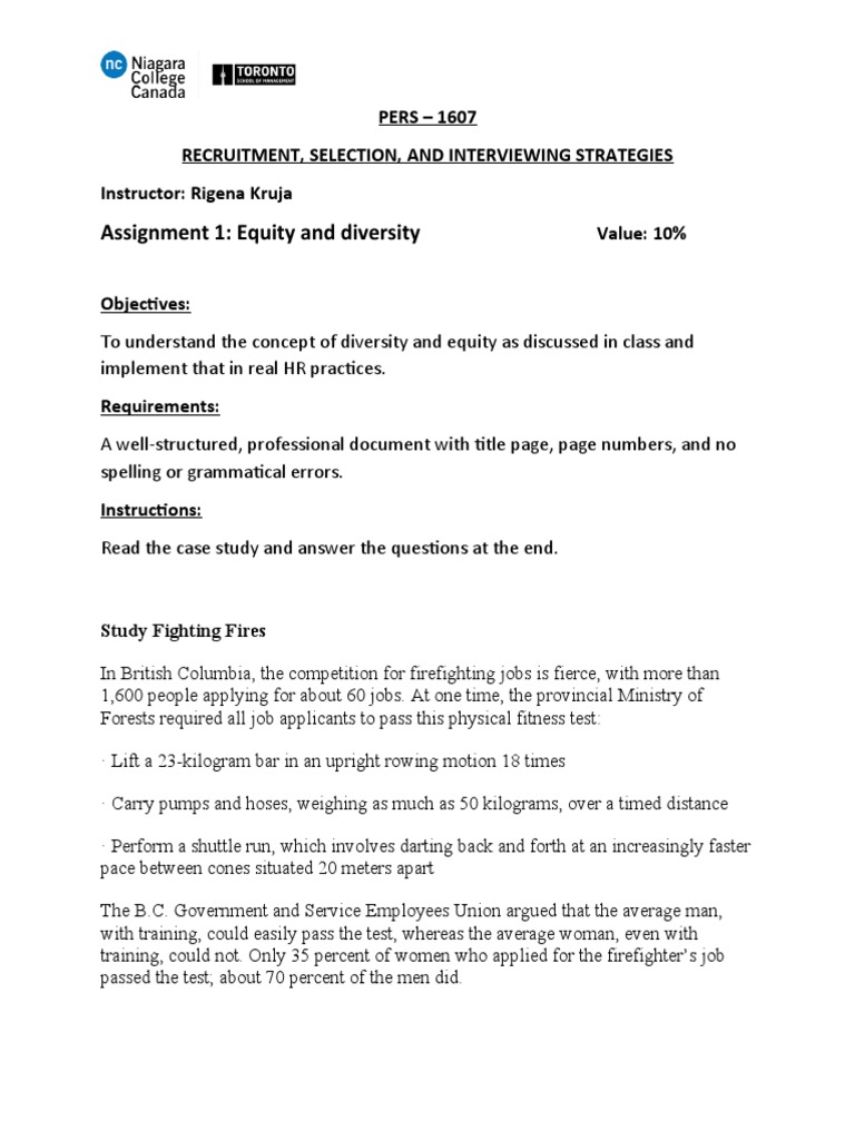 Assignment 1 (Recruitment, Selection and Interviewing Techniques) | PDF | Recruitment