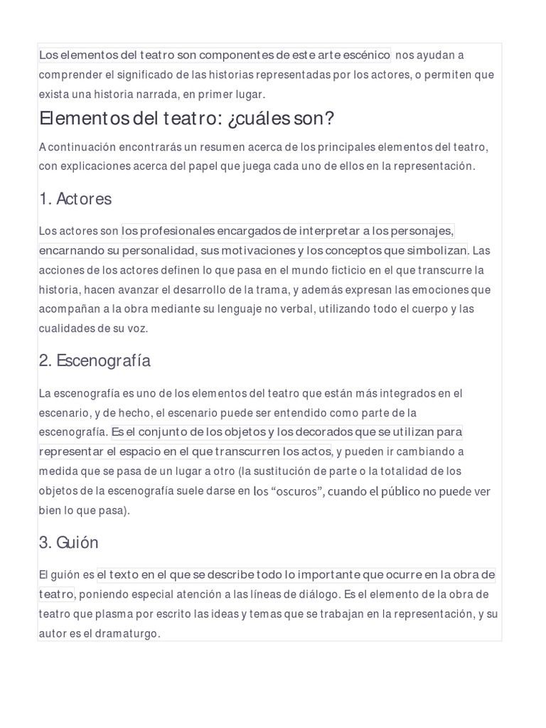 Elementos Del Teatro | PDF | Teatro
