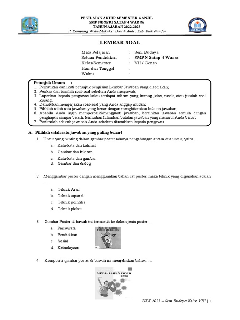 Soal UKK Kelas VIII - Seni Budaya | PDF