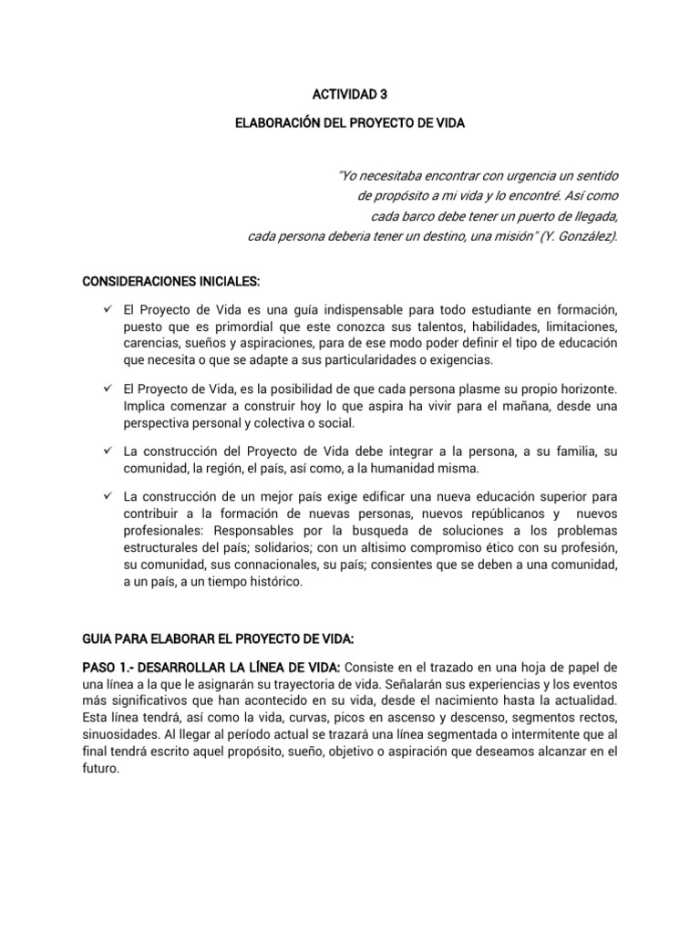 Guía para Elaborar un Proyecto de Vida | PDF | Crecimiento personal y ...