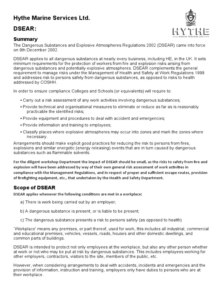 DSEAR Guideance | PDF | Occupational Safety And Health | Dangerous Goods
