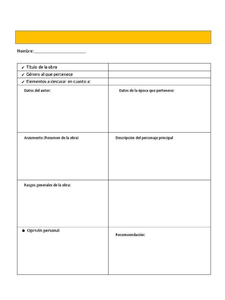 Plantilla para La Reseña Literaria | PDF