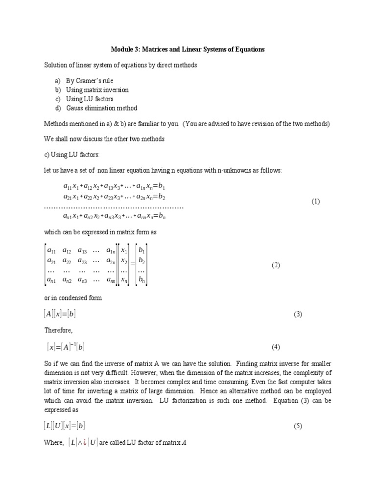 M3c1 Lu Factorization Pdf