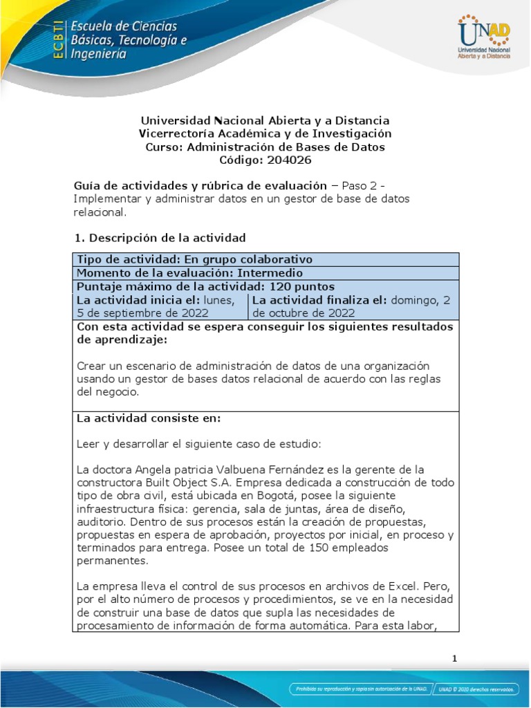 Actividad de Administración de Bases de Datos | PDF | SQL | Bases de datos