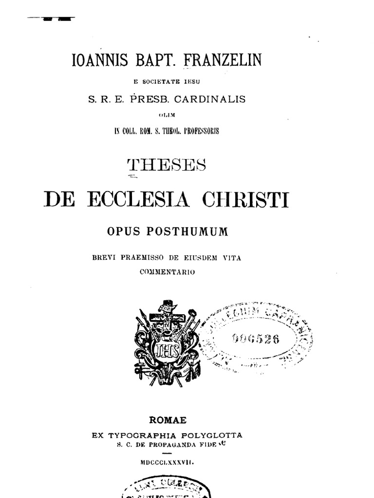 De Ecclesia Franzelin | PDF