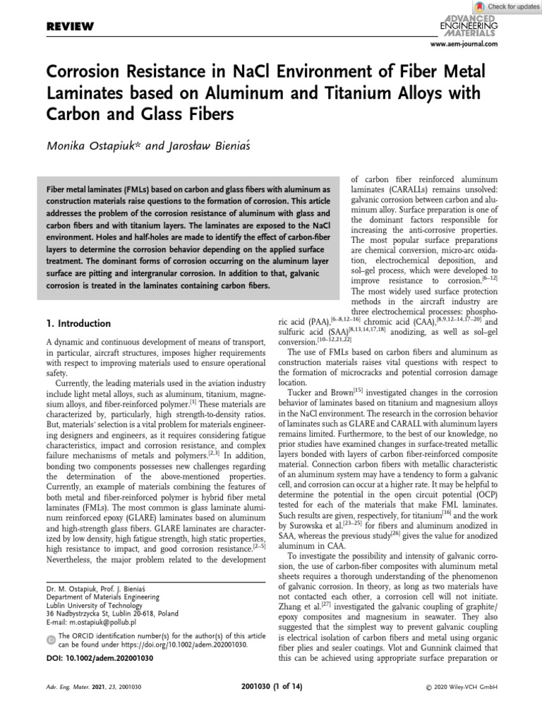 Corrosion Resistance in NaCl Environment of Fiber Metal Laminates Based ...