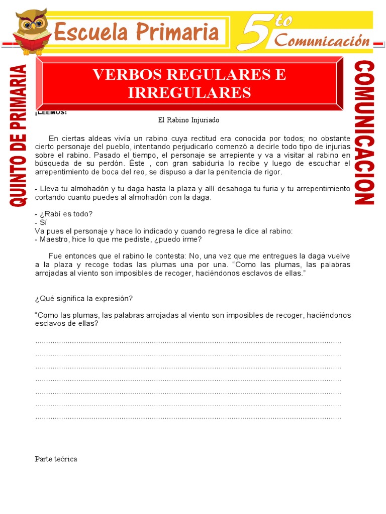 Actividades Verbos Regulares e Irregulares | PDF