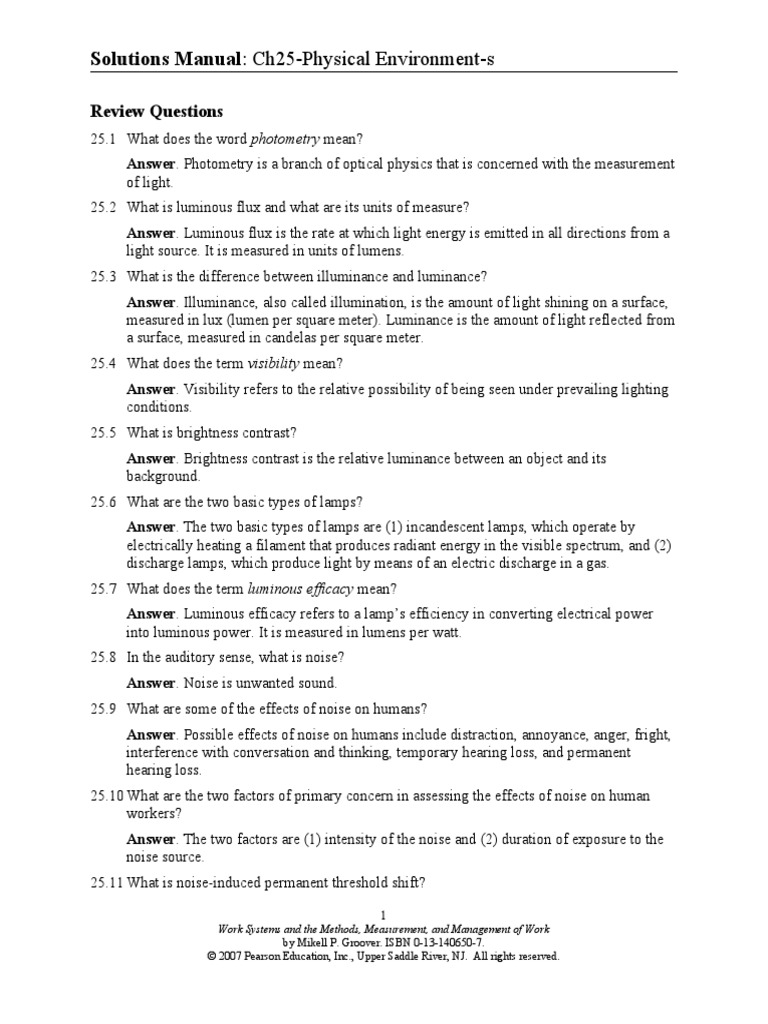 Ch25: Physical Environment Solutions | PDF | Incandescent Light Bulb ...