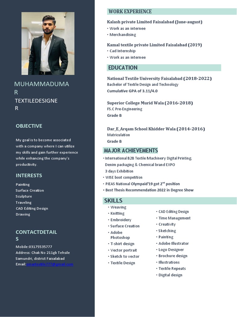 Muhammad Umar CV | PDF | Textiles