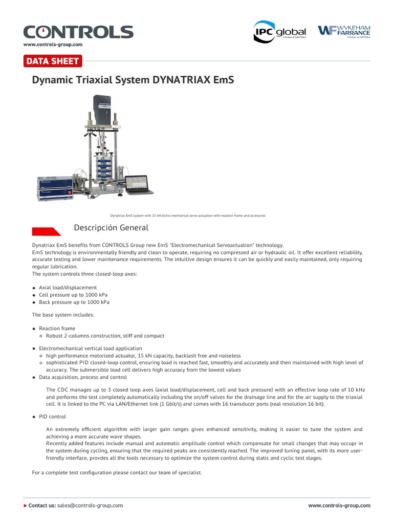 Dynatriax EmS Dynamic Triaxial System | PDF | Control Theory | Physical ...