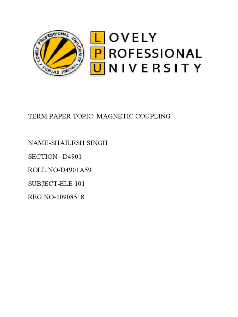 Term Paper Topic: Magnetic Coupling | PDF | Inductor | Transformer