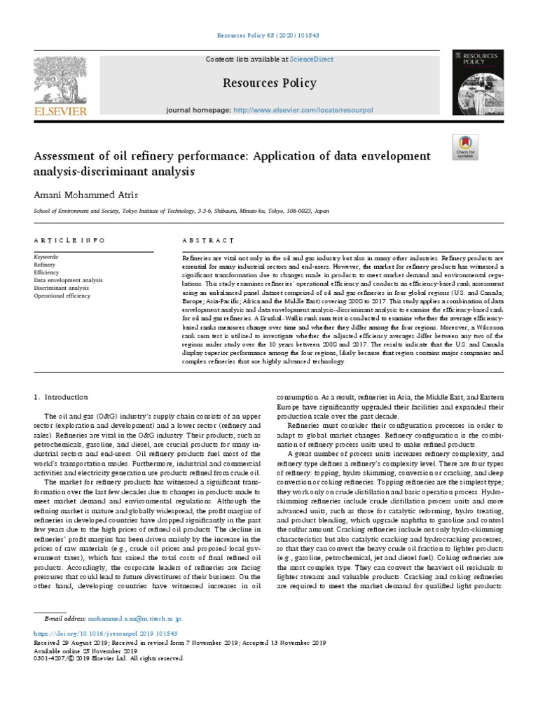 Assessment of Oil Refinery Performance | PDF | Oil Refinery | Petroleum