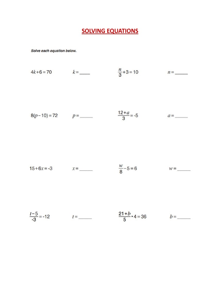 Solving Equations | PDF Solving Equations | PDF