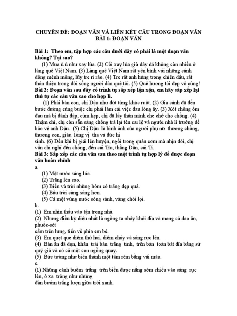 Bai Tap Lien Ket Cau Va Lien Ket Doan Van | PDF